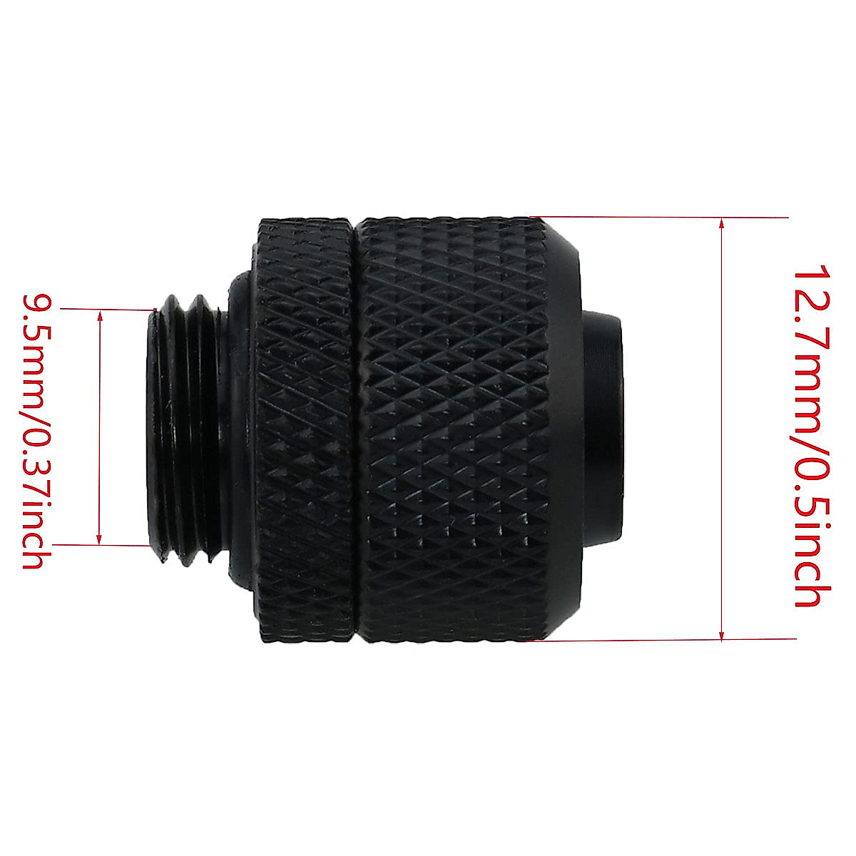 CZQC Black PC Water Cooling System Soft Tube Connector 2PCS G1/4" to 3/8" ID, 1/2" OD Compression Fitting for Soft Tubing