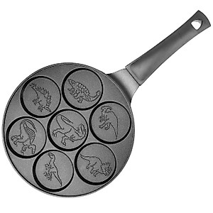 Dino Mini Pancake Pan - Make 7 Unique Flapjack Dinosaurs, Nonstick Pan Cake Maker Griddle for Jurassic Fun & Easy Cleanup, Great for Family Breakfast or Easter Basket Stuffer Gift for Kids and Adults