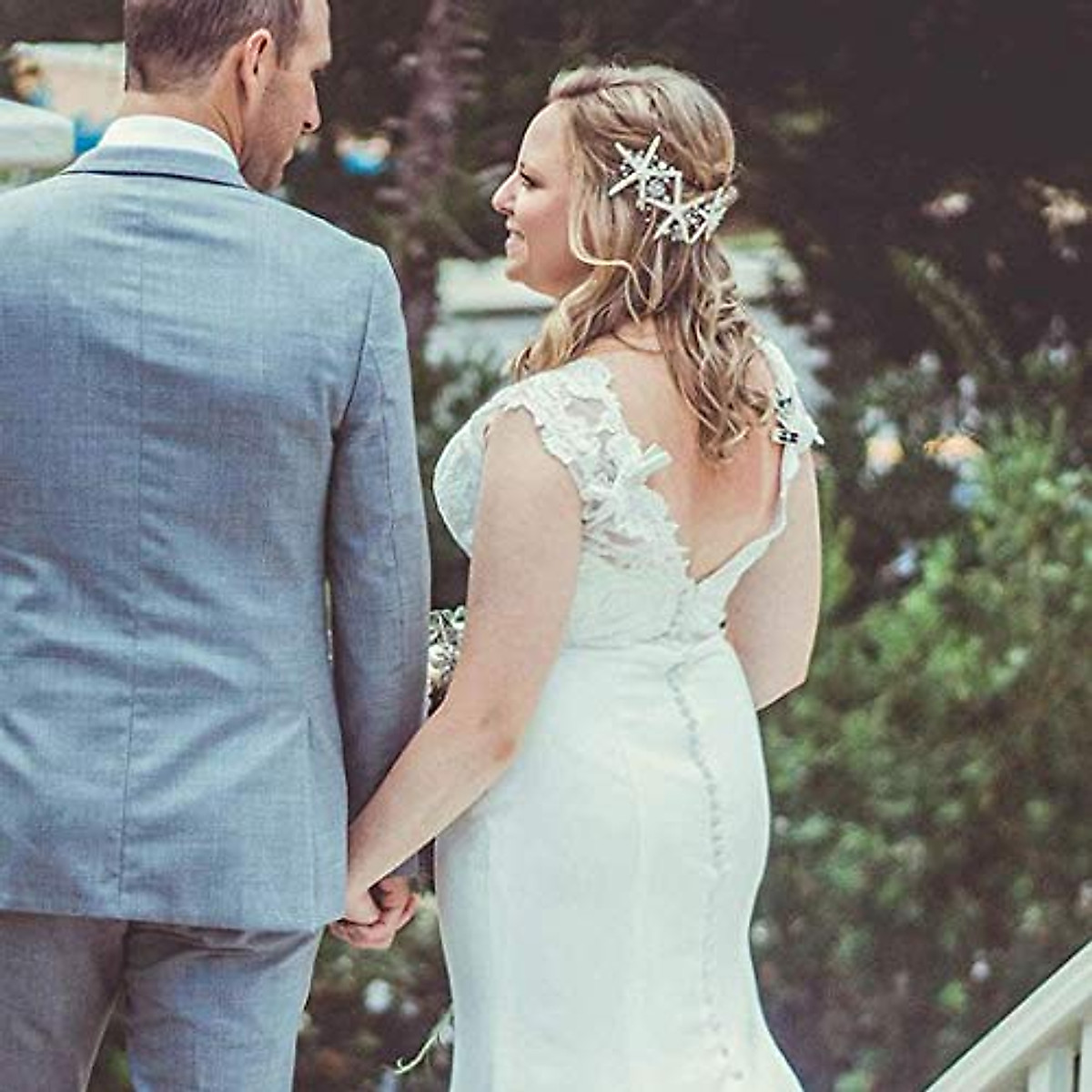 Unicra Starfish Bride Wedding Hair Vine Pearl Bridal Headband Headpiece Beach Wedding Hair Accessories for Women and Girls (A Silver)