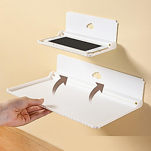 1PCS Decorative Trays Foldable Plastic Floating Shelf Stick on Wall for Kitchen Bathroom Any Place Extra Storage Needed Wall Mounted Bedside