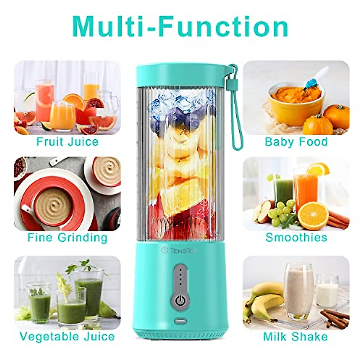 Smoothies Shake Blender with Powerful Blades, Personal Blender for Shakes and Smoothies, Portable Blender Mini Juicer for Kitchen Travel Gym Sports