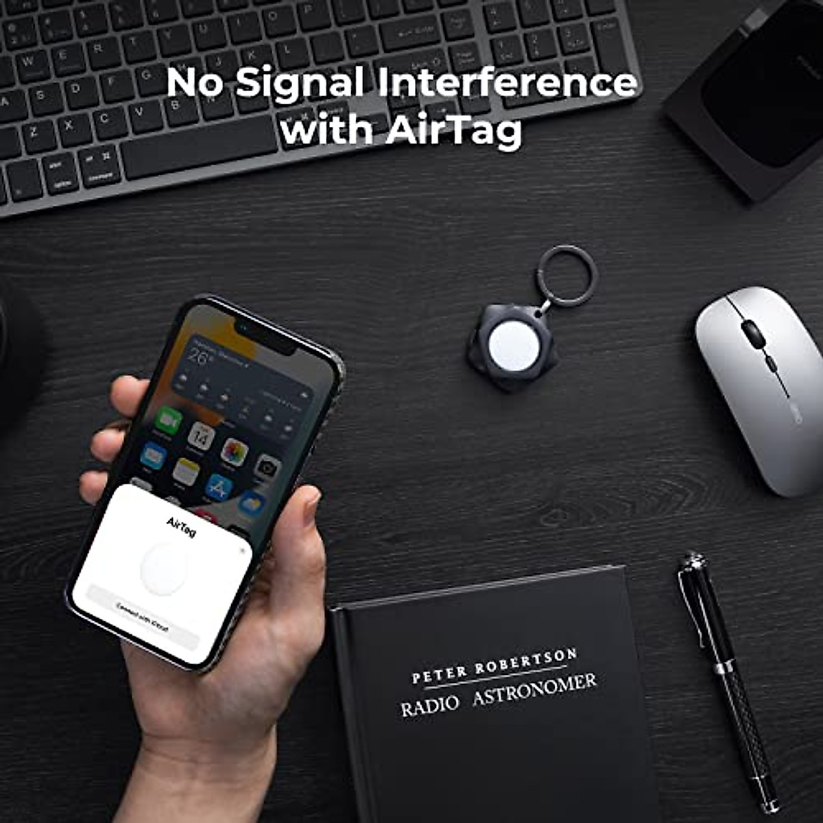 PITAKA AirTag Holder with Key Ring, Easy Carrying AirTag KeyChain with Compact Multi Tools, [PitaTag for Multi-tool] Stainless Steel & Silicone Made