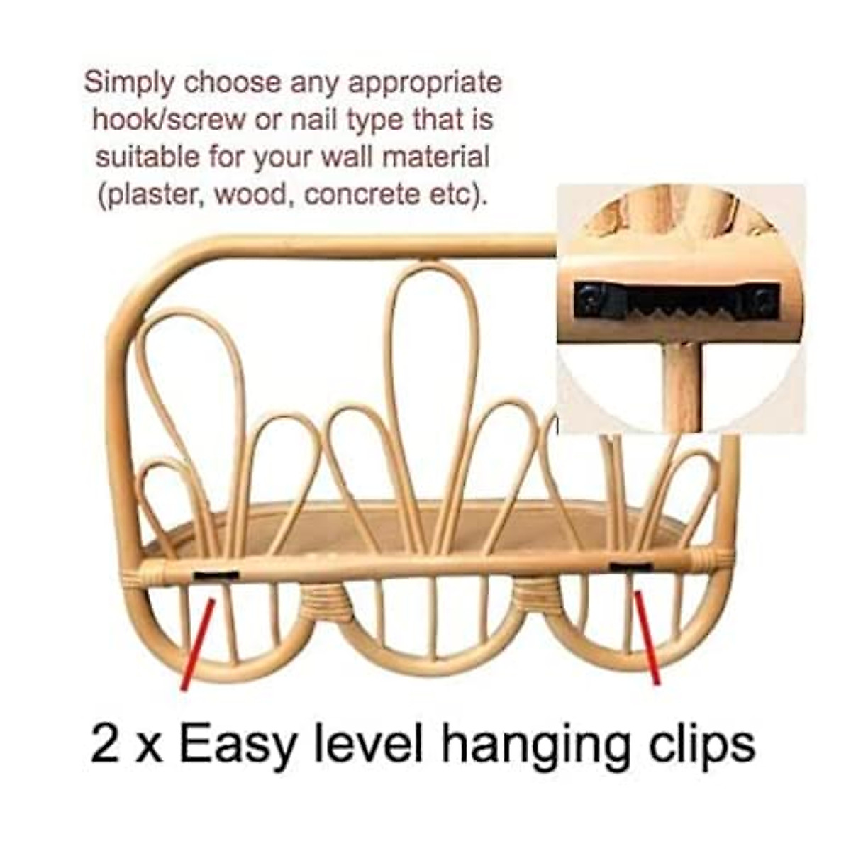 Bamboo Floating Shelf, HANDCRAFTED, Rattan Shelf, Rattan Wall Shelf, Small Shelf Nursery, Decorative Shelves for Wall, Boho Nursery Wall Decor, Cute Wall Shelves, Kids, Bohemian Floating Bookshelves