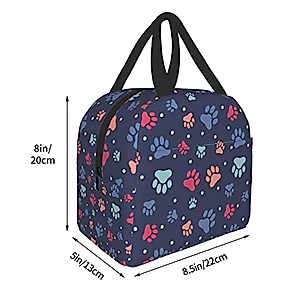 Lunch Bag Cute Dog Paw Print Insulated Lunch Box Reusable Lunch Bags Meal Portable Container Tote For Men Women Work Travel Picnic