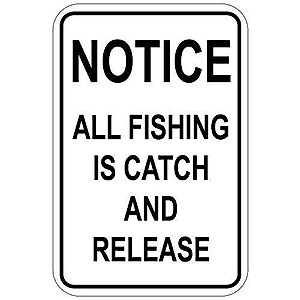 Lilyanaen New Metal Sign Aluminum Sign Notice All Fishing is Catch and Release Sign for Outdoor & Indoor 8"x12"