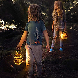 2 Pack Outdoor Decorative Solar Lights 24 Bright LED Pineapple Hanging Lanterns Waterproof for Garden, Corridor, Courtyard, Party Decor (Warm White)