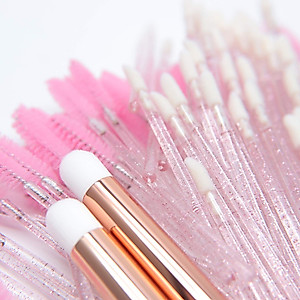 102 Pcs Glitter Disposable Makeup Applicators,Pink Lash Shampoo Brushes,Disposable Mascara Wand,Eyelash Cleansing Brushes Disposable Lip Wand (Pink)