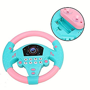 Garosa Simulated Driving Controller 21 x 3.5 x 21cm Co-Driver Simulated Steering Wheel Educational Music Toy for Children Kids 4 5 6 Years Old ( Blue)