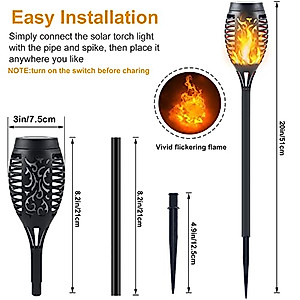 Awethone 16 Pack Solar Lights Outdoor, 12 LED Mini Solar Torch Light with Flickering Flame, Waterproof Christmas Decorative Landscape Lighting Torches for Garden Yard, Auto On/Off Dusk to Dawn