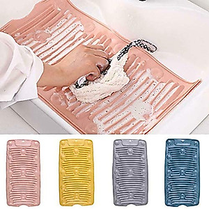 KUWEI Silicone Washboard Small Household Washboard Plastic Multifunctional Folding Mini Laundry Board Portable Creative Household Cleaning Tool(Blue)