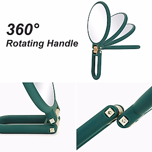 Martvex Handheld Mirror, 1x 15x Magnifying Makeup Mirror with Handle Double Side Hand Held Mirror with 1x15x Magnification & Foldable Handle, Portable Travel Makeup Hand Mirror for Women (Army Green)