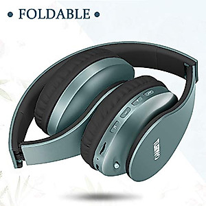 TUINYO Wireless Headphones Over Ear, Bluetooth Headphones with Microphone, Foldable Stereo Wireless Headset- Silver Blue