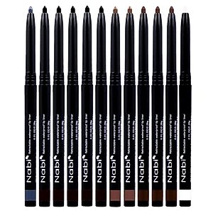 12pcs, 5 Colors, Nabi Retractable Waterproof Eye Liner, Roll It Up Eye Liner Pencil, Long Lasting Fade Resistant (Black, Dark Brown, Brown, Navy Blue, White)