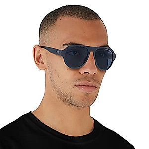 A|X ARMANI EXCHANGE Men's AX4126SU Universal Fit Aviator Sunglasses, Matte Blue/Dark Blue, 58 mm