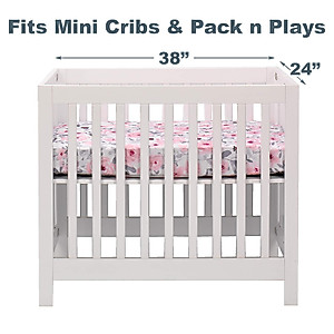 Bedtime Originals Blossom Fitted Mini Crib Sheet - Pink, Gray, White, Floral