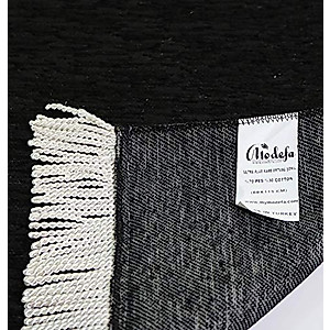 Modefa Turkish Islamic Prayer Rug - Chenille Praying Mat Sajada for Men and Women - Traditional Muslim Praying Carpet Janamaz - Ramadan or Eid Gift with Car Hanger - Luxury Woven Meccan (Black KB)