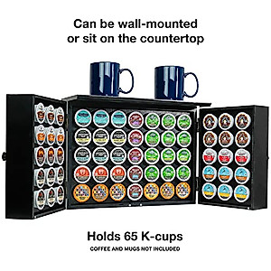 Excello Global Products Barndoor K Cup Cabinet - Wall-Hanging or Standing - Holds 65 K Cups (Black)