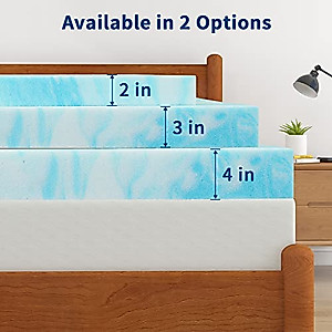 IULULU Mattress Topper, 4 Inch Gel Memory Foam Mattress Topper, Queen, CertiPUR-US Certified