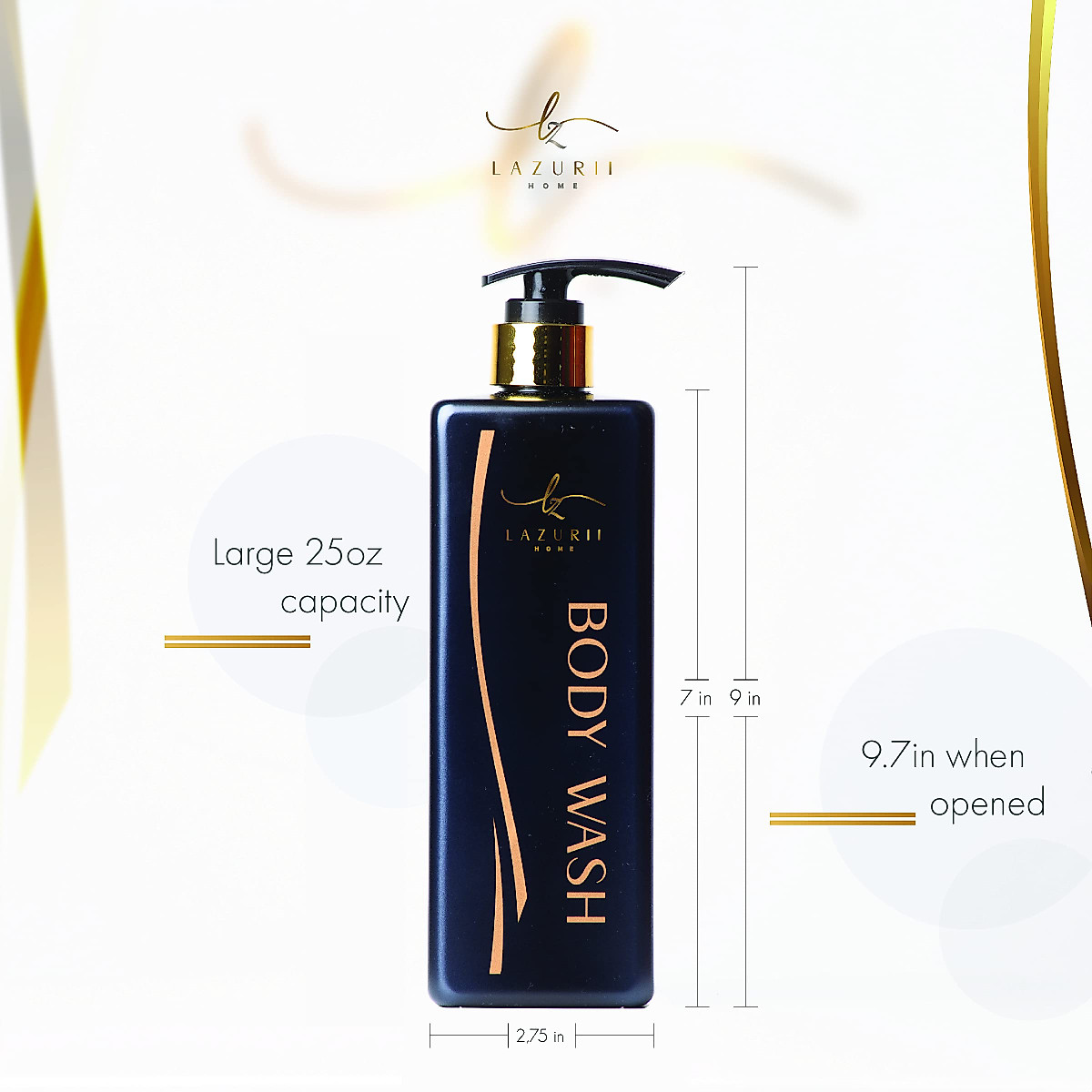 Shampoo and Conditioner Dispenser (Black, Set of 3, 25oz) - Empty Pump Bottles for Bathroom - Refillable Shampoo Conditioner Body Wash Dispensers – Shower Soap Bottle with Pump – Permanent Labels