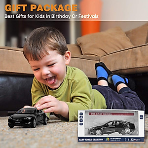 Model S Toy Car, FUBARBAR 1:32 Car Model Diecast Car Toy for Kids Pull Back Alloy Vehicles Hot Wheels Matchbox Mini Boys Scale Cars Birthday Gifts for 3+ Years Old Kids with Music and Lights (Black)