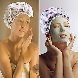 11 Pieces Waterproof Shower Caps Elastic Reusable Plastic Bathing Hair Cap Lady Salon Hat for Kids Girls and Women, Assorted Patterns