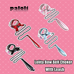 paloli Handmade Cosplay Choker Lolita Kitty Bell Collar with Ribbon Women Leather Choker Necklace