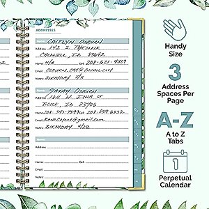 Simplified Greenery Address and Password Book with Alphabetical Tabs - The Perfect Spiral Bound Address Organizer incl. Address Labels, Contact and Phone Section