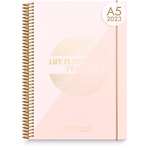 Burde Planner 2023 Life Planner Pink | 12 December 2022 - 7 January 2024 | Weekly & Monthly | 8.5x5.5" | Thick Paper | 142 Stickers Included
