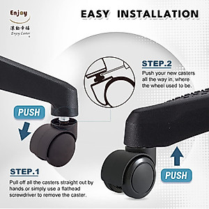 Enjoy Caster | 3 Inch Office Chair Casters for Herman Miller Aeron Chair | Dual Injection Polyurethane Wheels for Hardwood Floors | Universal Stem Size 7/16" Office Chairs (7506BUB-16)
