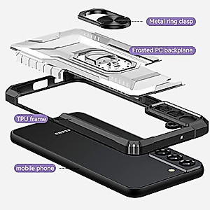 Monwutong Ring Holder Case for Samsung Galaxy S22 Plus, Hard PC Armor Case with Military Grade Shockproof Protection and Magnetic Absorption Kickstand Shell for Samsung Galaxy S22 Plus, ZHW Black