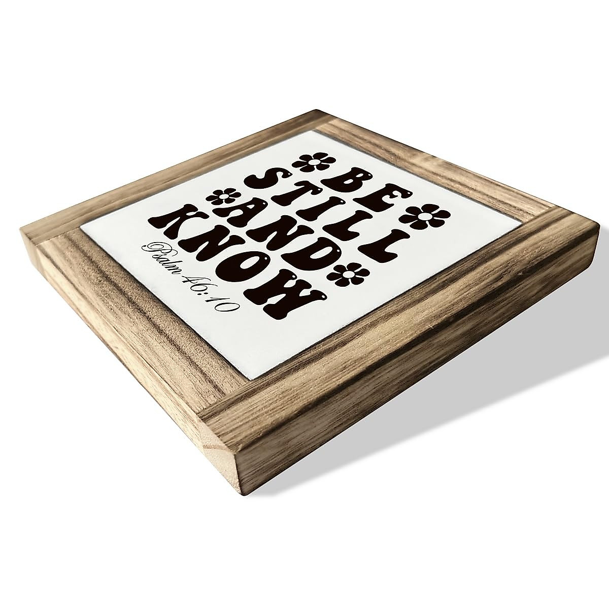 Christian Sign, Box Wood Plaques Desk Décor, Box Signs with Quotes, Tabletop Decor, Religious Home Decor, Bible Verse and Encouragement Spiritual Gifts, Be Still and Know Sign - Psalm 46:10