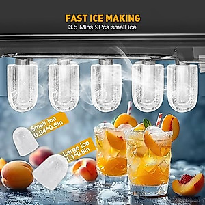 38lbs per Day Ice Maker Machine, Large Capacity Countertop Self-Cleaning, Fast Making 9 Ice Cubes in 3.5 Mins, 2 Bullet Sizes, Quiet Operation for Kitchen, Camping, RV, and Parties