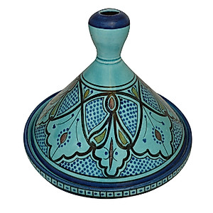 Moroccan Handmade Serving Tagine Exquisite Ceramic With Vivid colors Original large 12 inches Across Aqua