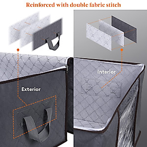 Lifewit 3 Pack 35L Clothes Storage Bag Organizer (Blue), Bundle with 3 Pack 90L Clothes Storage Bag (Grey)