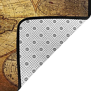 Magical Compass Washable Area Rugs,Old Vintage Retro Compass On World Map Soft Large Floor Carpets Non-Skid Rug for Kids Room Living Room Bedroom Home Decor 6.6x4 Ft