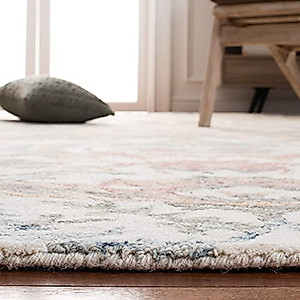 Safavieh Micro-Loop Collection 4' x 6' Ivory/Blue MLP901M Handmade Premium Wool Area Rug