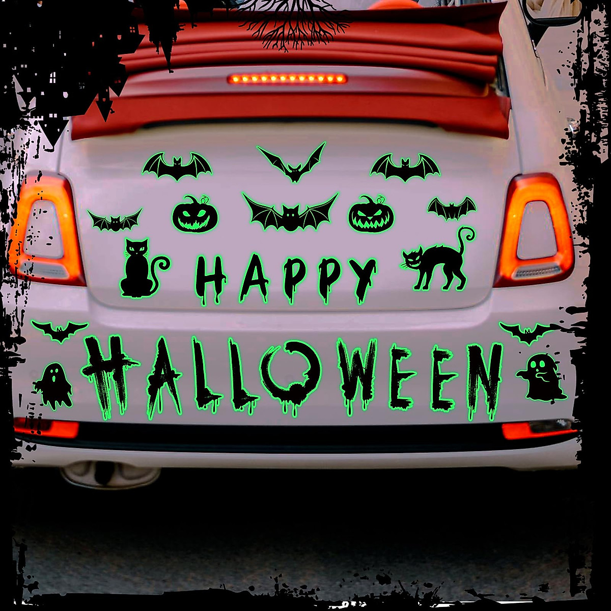 28 Pcs Halloween Garage Door Magnets Glow in The Dark Magnetic Halloween Garage Door Decorations with Bat Pumpkin Ghost Black Bat Magnet Decal Sticker for Garage Door Car Refrigerator