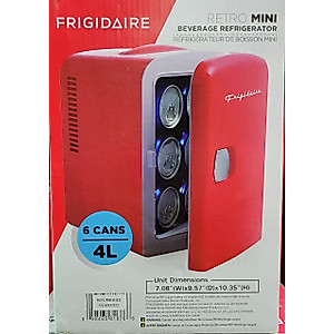 Frigidaire Mini Retro Beverage Fridge 6-Cans or 4-Liters - EFMIS040-RED (Renewed)