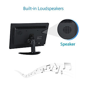 CAIRUTE Portable 10.1 inch Security Monitor 1024x600 HDMI Mini TV Screen with Built-in Dual Speakers HDMI VGA BNC USB Input for PC Gaming CCTV Surveillance