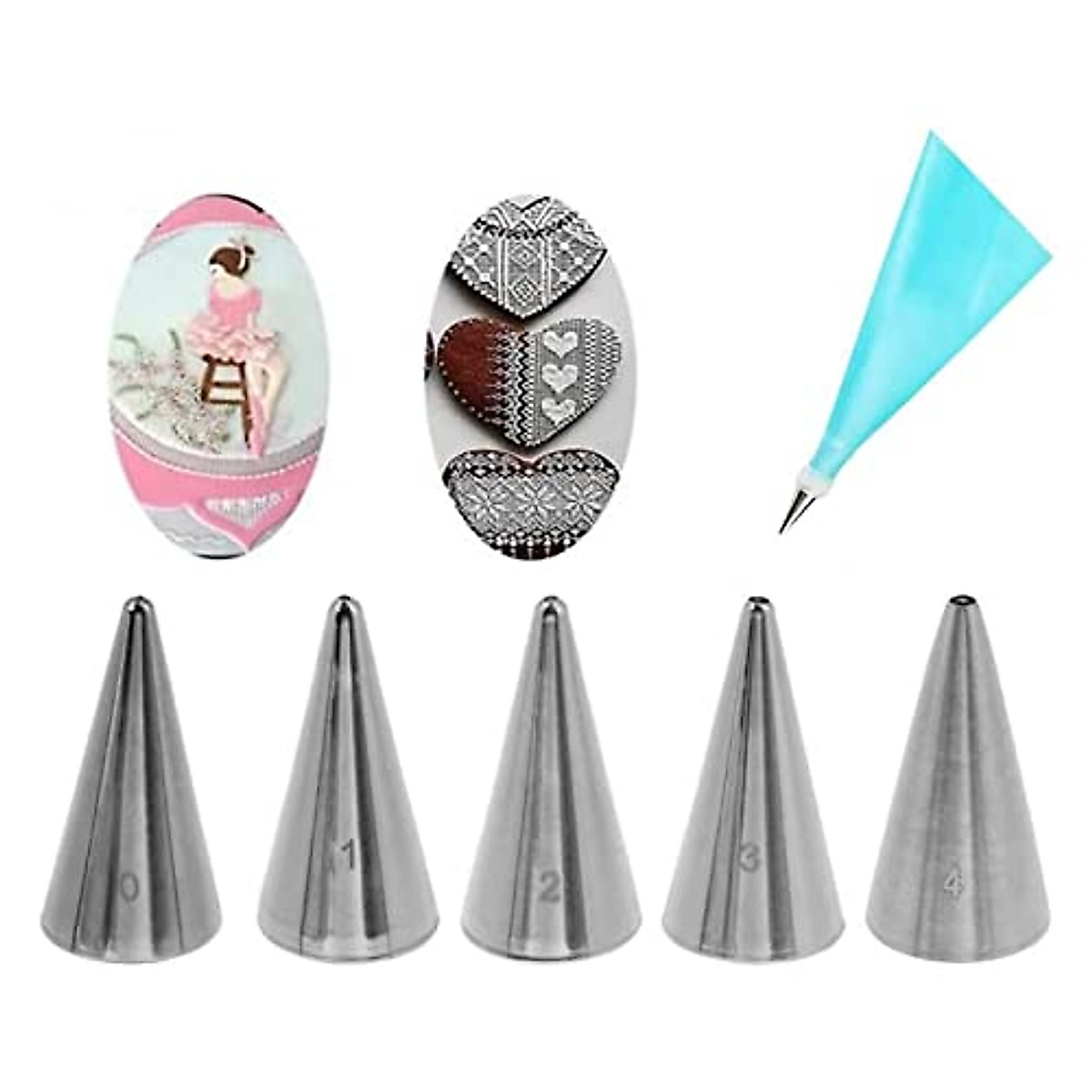 GOOTRADES 7 Pcs-Set Cake Decorating Tips (5 Writing Tube,1 Coupler,1 Silicone Pastry Bag)