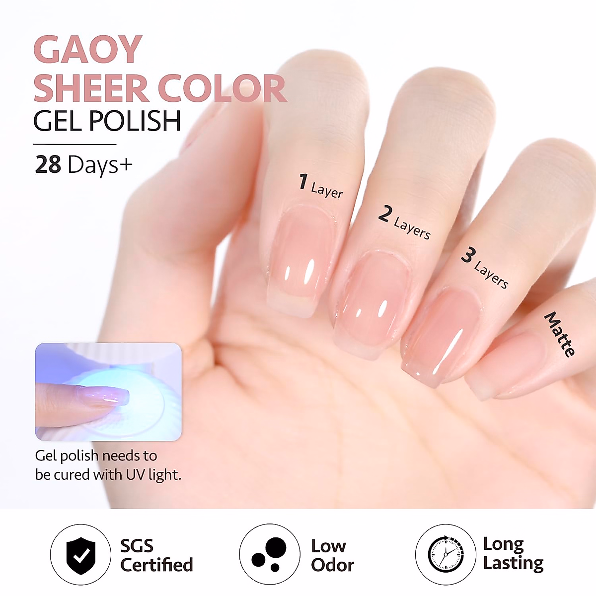 GAOY Jelly Nude Gel Nail Polish, 16ml Sheer Rose Pink Translucent Soak Off Gel Polish, UV Light Cure for Nail Art DIY, 1624 Ocean Song