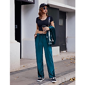 Ekouaer Women's Velvet Velor Tracksuits 2 Piece Lounge Outfits Zip Up Sweatshirt and Sweatpants with Pockets S-3XL(Blue,3X-Large)