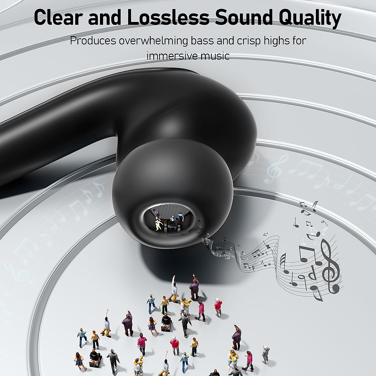 CALCINI Wireless Earbuds, Bluetooth Earbuds 5.3 with LED Power Display Charging Case (Black)