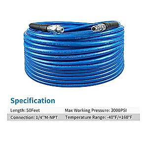 Sooprinse High Pressure Washer Sewer Jetter Kit , Button Nozzle and Rotating Sewer Jetting Nozzle, Pressure Washer Sewer Washer Kit, 50FT Drain Cleaning Hose, 3000 PSI