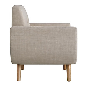 Rosevera Rylee 30”Accent Fabric Upholstered Arm Tufted Comfy for Reading in Bedroom,Living Room, Sofa Chair,Armchair for Small Space,Wood Legs, Standard, Classic Beige