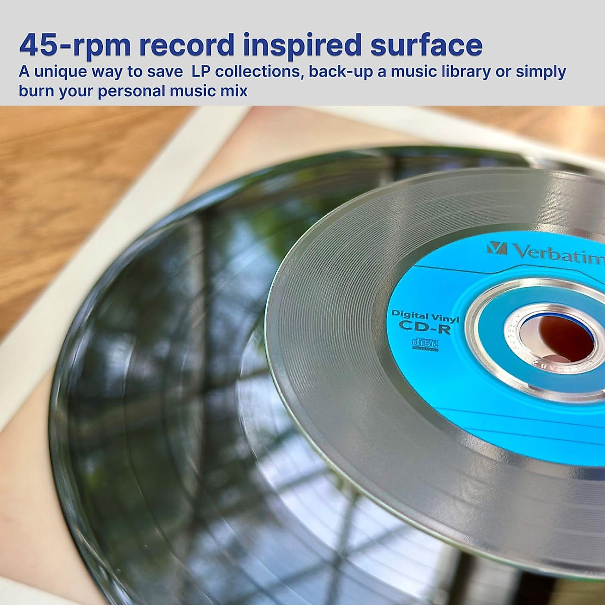 Verbatim CD-R Blank Discs 700MB 80min 52X Recordable Disc for Data and Music with Digital Vinyl Surface - 50pk Spindle Blue/Green/Orange/Pink/Purple