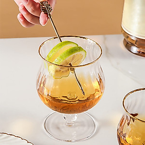 MSUIINT 2 Pcs Footed Ice Cream Cups, 7 Oz Small Cute Clear Glass Dessert Bowls/cups for Dessert, Sundae, Ice Cream, Fruit, Salad, Snack, Cocktail, Condiment, Trifle and Holiday Party, Clear Gold