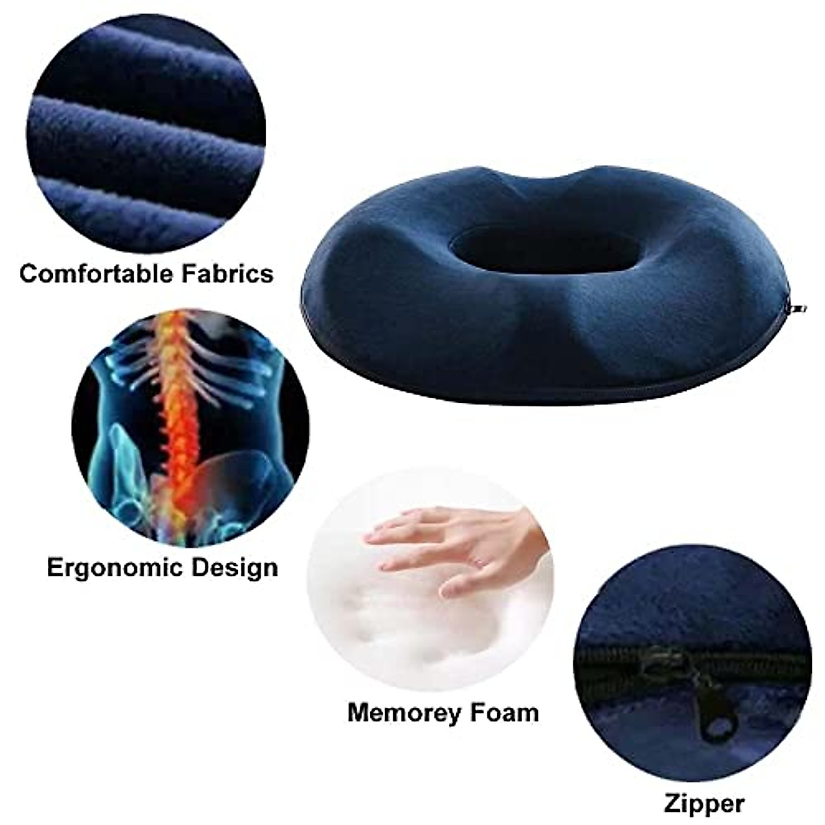 Donut Pillow Hemorrhoid Tailbone Seat Cushion , Ergonomic Design , Seat Cushion Pain Relief for Coccyx, Prostate, Sciatica, Pelvic Floor, Pressure Sores,Perineal Surgery, Postpartum Recovery (Women)
