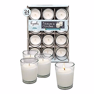 Hyoola White Votive Candles in Glass - Pack of 24 Votive Candle - 12 Hour Burn Time - Unscented Votive Candles - Glass Votives
