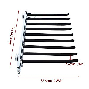 Pull Out Trouser Rack Closet Pants Hanger 9 Arms Slide Out Pants Storage Holder,Steel Closet Organizer Rack for Pants 18.11x12.83in，Right Side Mount